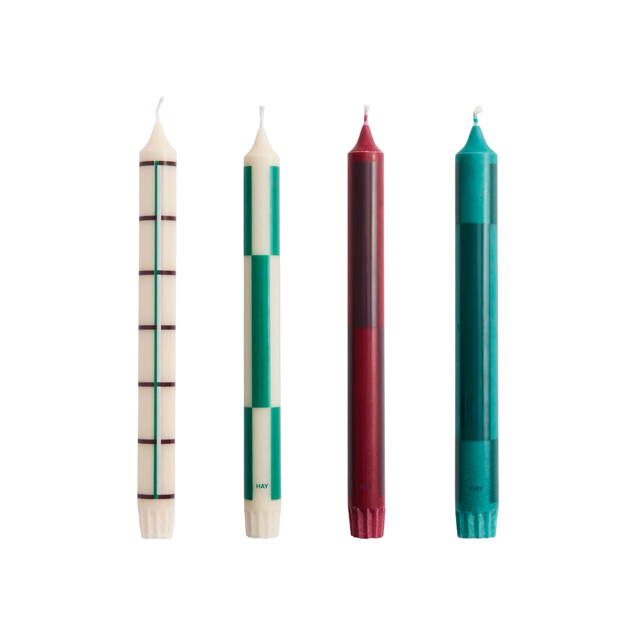 HAY Pattern Candles (Set of 4) - Greens & Bordeaux