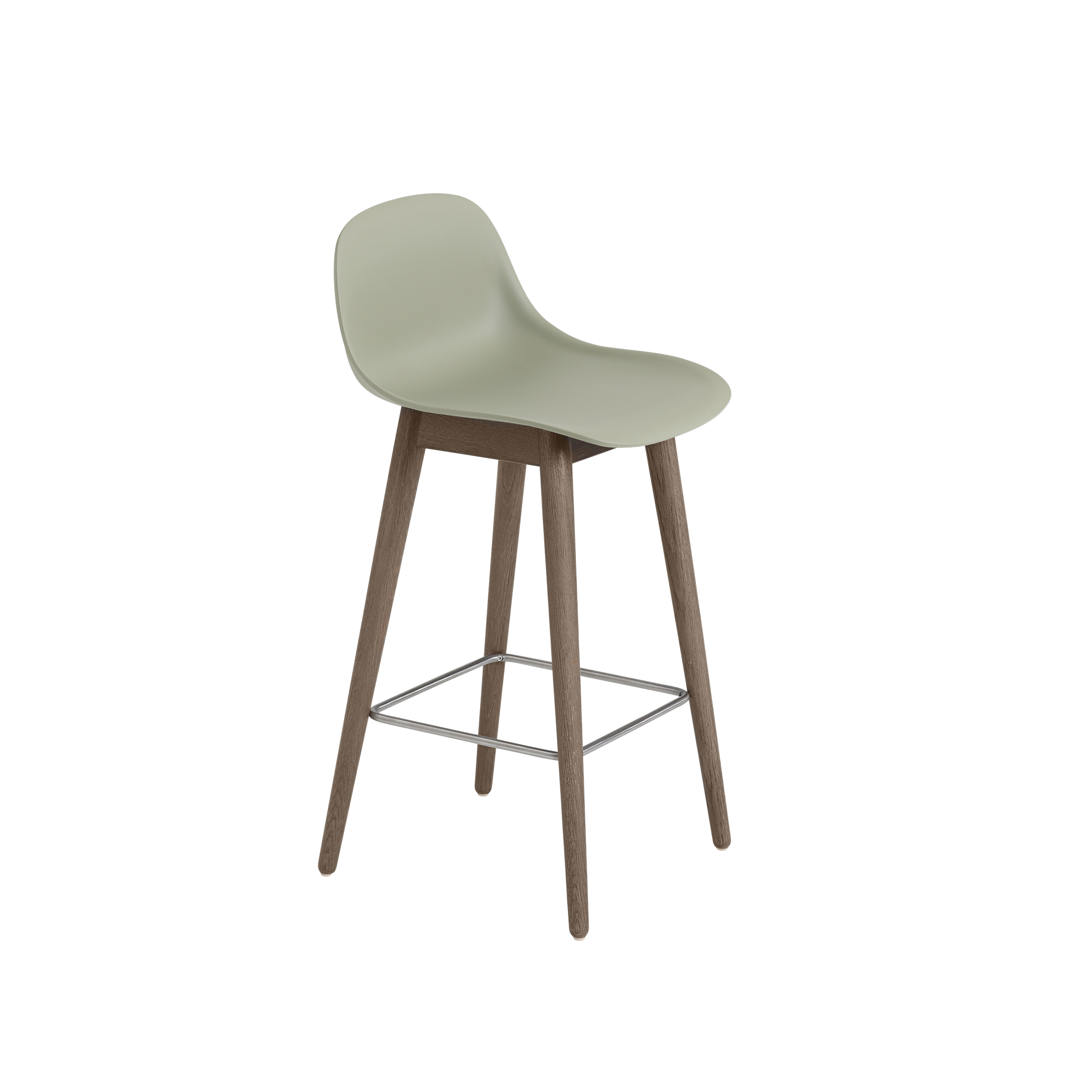 Buy the Muuto Fiber Counter & Bar Stool with Backrest - Wood Base ...